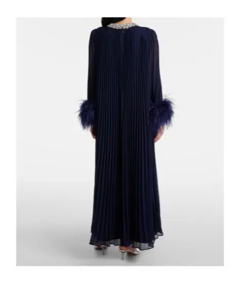 SELF-PORTRAIT Embellished Feather-trimmed Chiffon Midi Dress