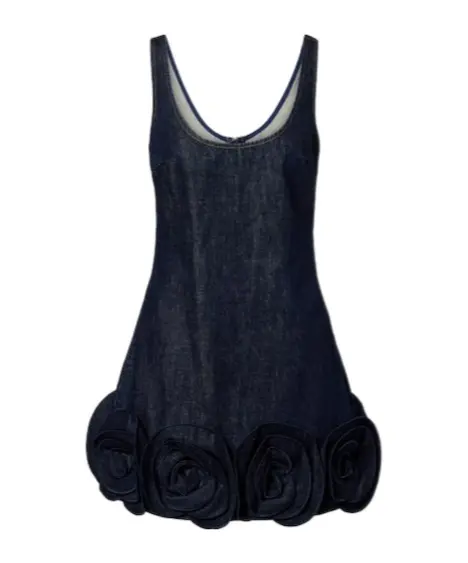 SELF-PORTRAIT Floral-appliqué Denim Minidress