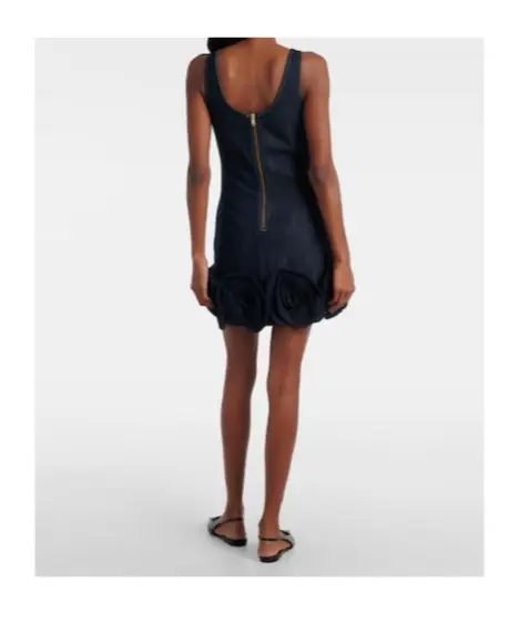 SELF-PORTRAIT Floral-appliqué Denim Minidress