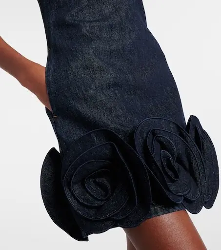SELF-PORTRAIT Floral-appliqué Denim Minidress