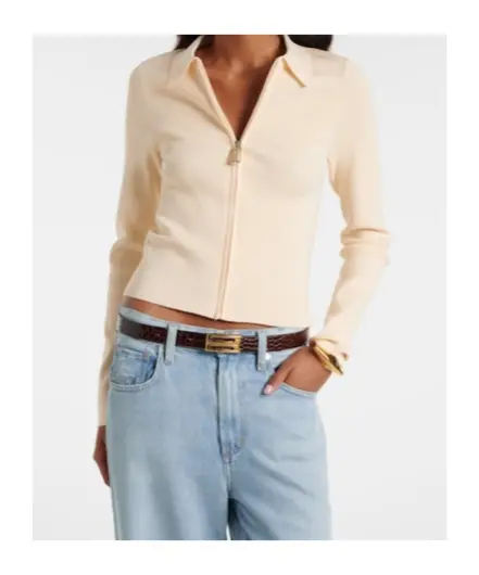Victoria Beckham Ribbed-knit Zip-up Top