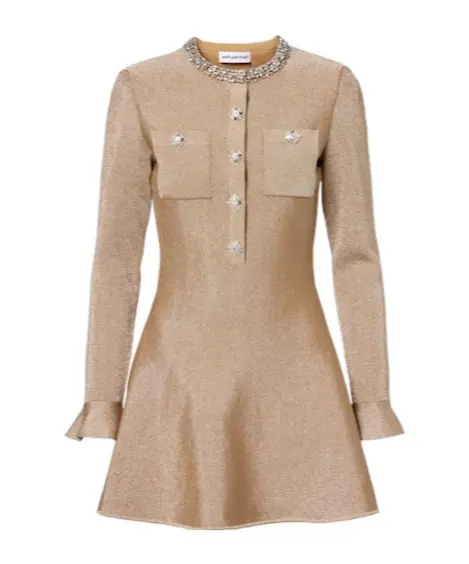SELF-PORTRAIT Crystal-embellished Lamé Minidress