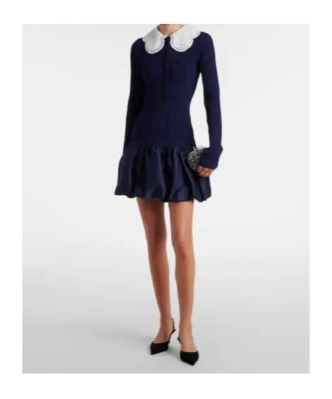 SELF-PORTRAIT Waffle-knit Minidress