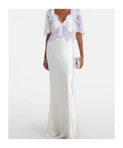SELF-PORTRAIT Lace-trimmed Satin Gown