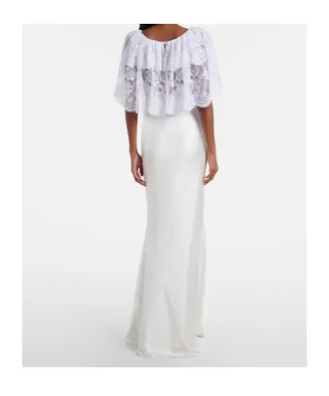 SELF-PORTRAIT Lace-trimmed Satin Gown