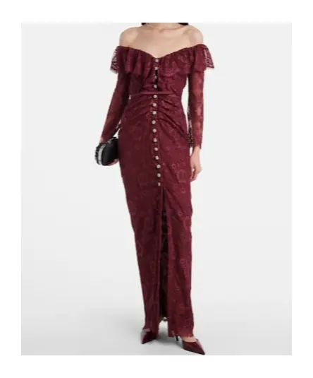 SELF-PORTRAIT Off-shoulder Lace Maxi Dress