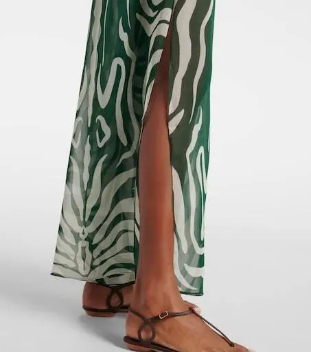 Johanna Ortiz Printed Sheer Wide-leg Pants