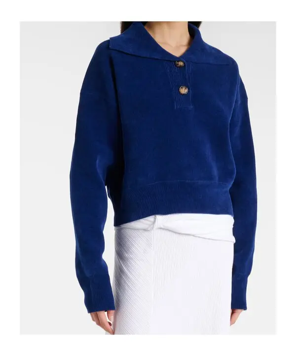 Victoria Beckham Cropped Cotton-blend Velvet Sweatshirt