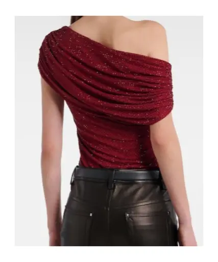 SELF-PORTRAIT Draped Embellished Mesh Top