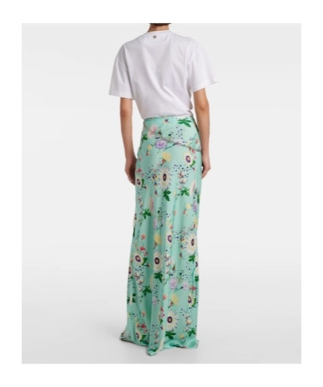 Rabanne Floral Satin Maxi Skirt With Chain Detail - No