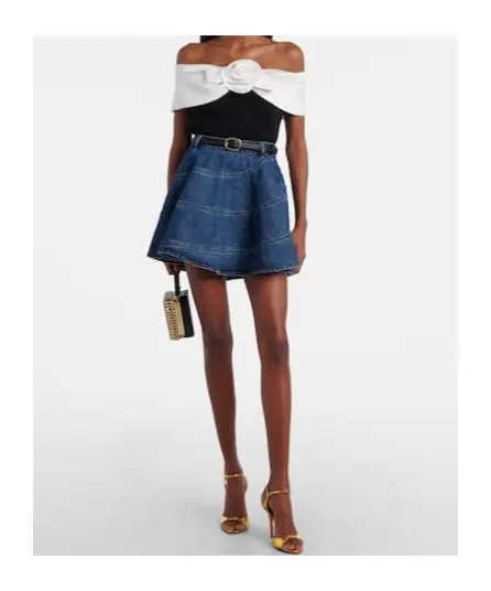 SELF-PORTRAIT Floral-appliqué Off-shoulder Crêpe Top