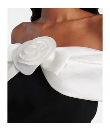 SELF-PORTRAIT Floral-appliqué Off-shoulder Crêpe Top