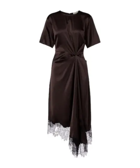 Staud Sonoma Lace-trimmed Silk-blend Midi Dress - Black
