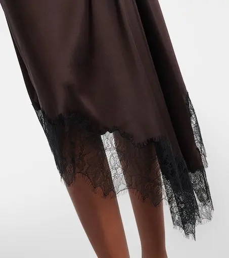 Staud Sonoma Lace-trimmed Silk-blend Midi Dress