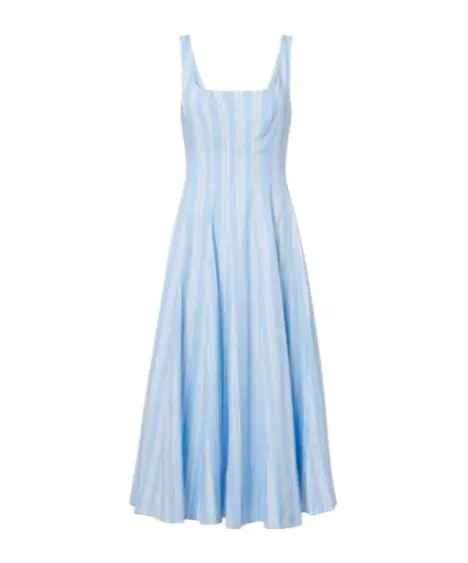 Staud Wells Striped Cotton Midi Dress