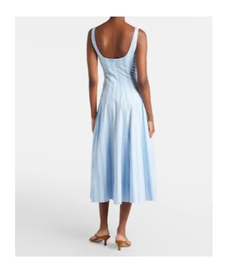 Staud Wells Striped Cotton Midi Dress