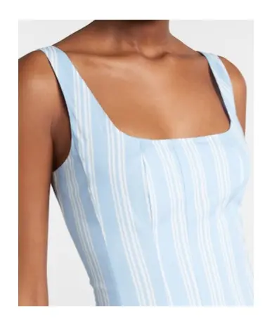 Staud Wells Striped Cotton Midi Dress