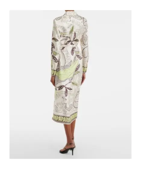 Tory Burch Belted Printed Silk Midi Dress