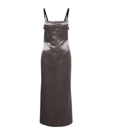 Attico Open-back Satin Midi Dress - Black