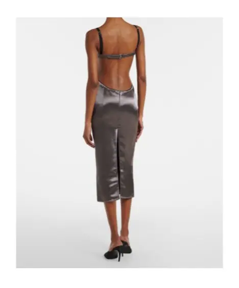 Attico Open-back Satin Midi Dress