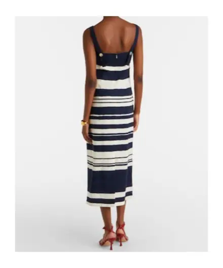 Veronica Beard Ella Striped Linen-blend Midi Dress