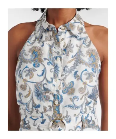 Veronica Beard Mackey Paisley Ramie Midi Dress