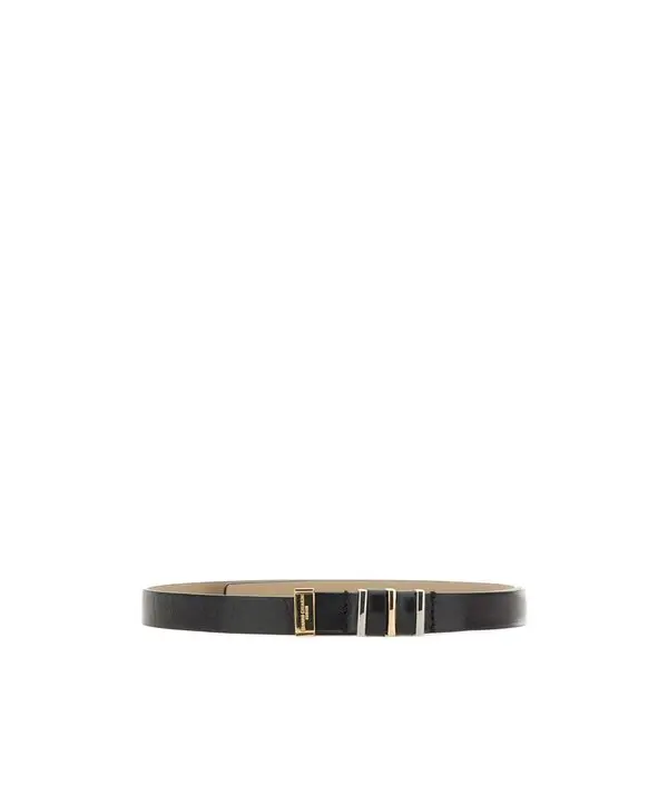 GIANNI CHIARINI Slim Leather Belt With Metal Detail - Black