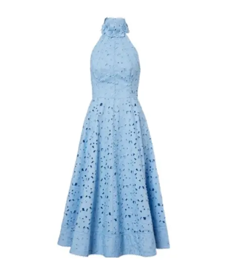 Rebecca Vallance Nuvola Broderie Anglaise Cotton Midi Dress - Blue