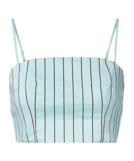 Staud Federico Striped Cotton-blend Crop Top