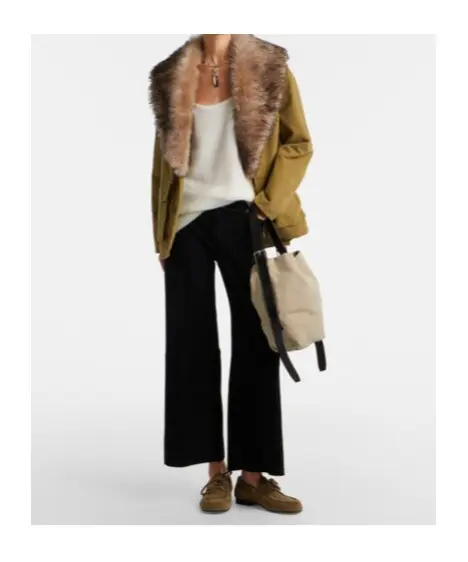 Stouls Lilou Cropped Suede Wide-leg Pants