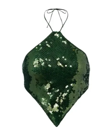 Oseree Marylin Sequined Halterneck Crop Top