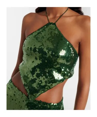Oseree Marylin Sequined Halterneck Crop Top