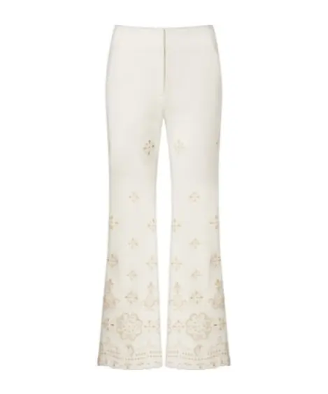 Veronica Beard Komi Eyelet Cotton Twill Flared Pants