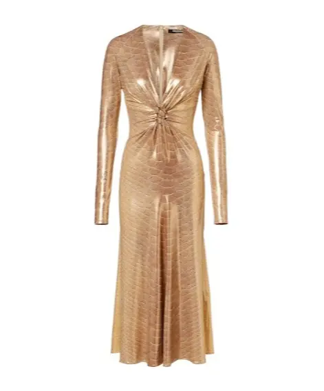 Roberto Cavalli Embellished Snake-print Midi Dress