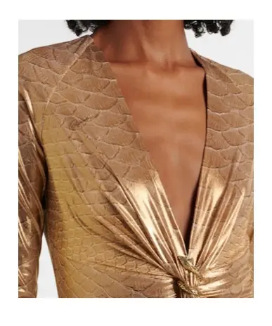 Roberto Cavalli Embellished Snake-print Midi Dress