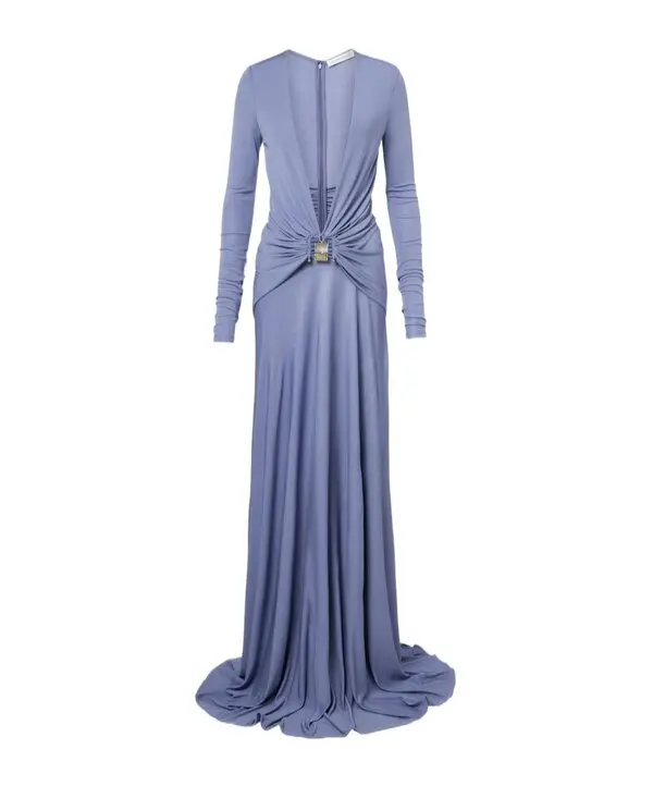 Christopher Esber Quartz-trimmed Draped Gown - Blue