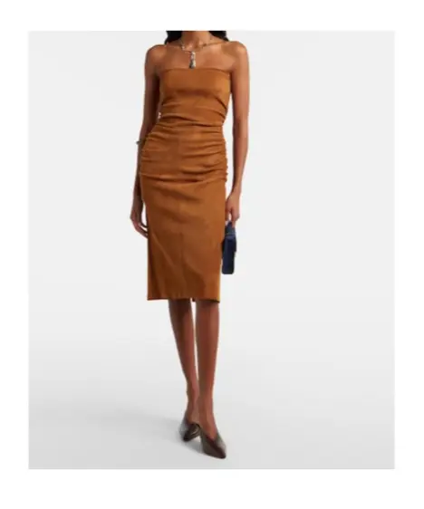Stouls Salma Ruched Suede Midi Dress