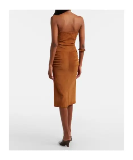 Stouls Salma Ruched Suede Midi Dress