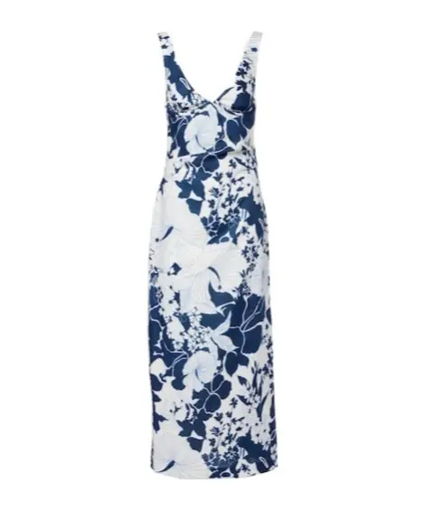 SIR. Paradiso Floral Linen Maxi Dress - Blue