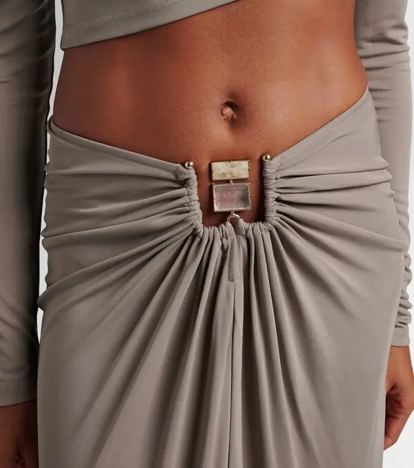 Christopher Esber Bezel Quartz Gathered Jersey Maxi Skirt