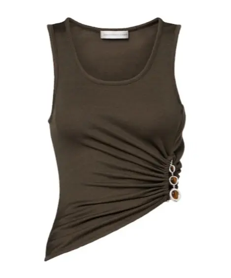 Christopher Esber Droplet Crystal Embellished Ruched Tank Top - Green