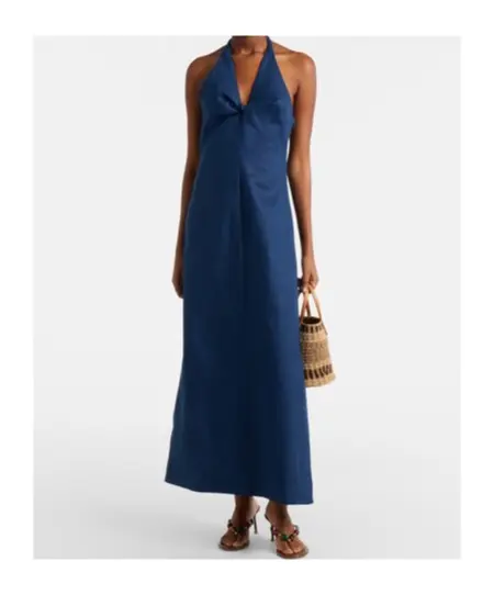 SIR. Caela Halterneck Linen Maxi Dress