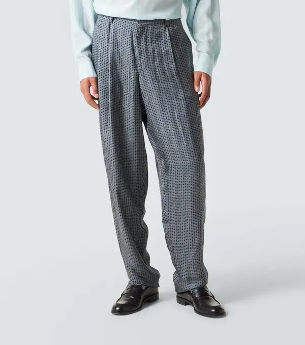 Giorgio Armani Pleated Printed Tapered Pants