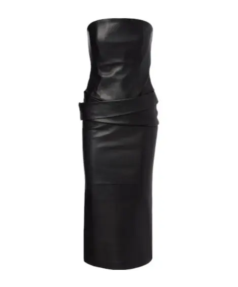 Alex Perry Strapless Leather Midi Dress
