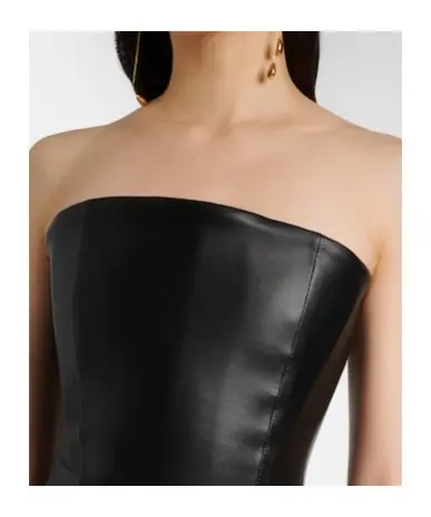 Alex Perry Strapless Leather Midi Dress