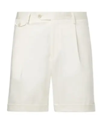 LARDINI Pleated Cotton-blend Bermuda Shorts - White