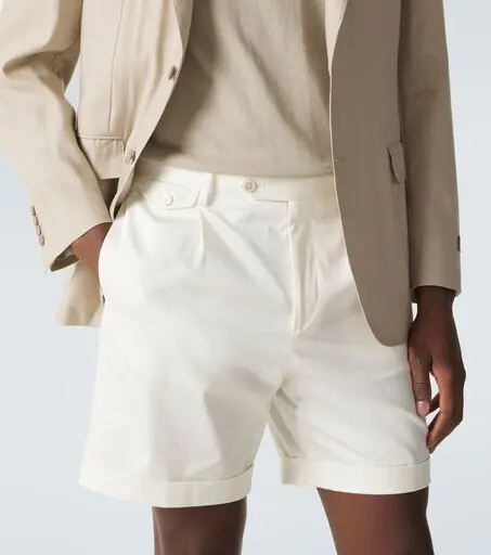 LARDINI Pleated Cotton-blend Bermuda Shorts