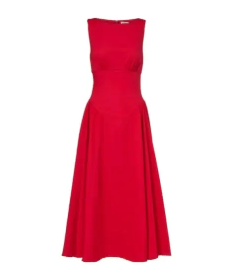 Staud Gwen Cotton Poplin Midi Dress