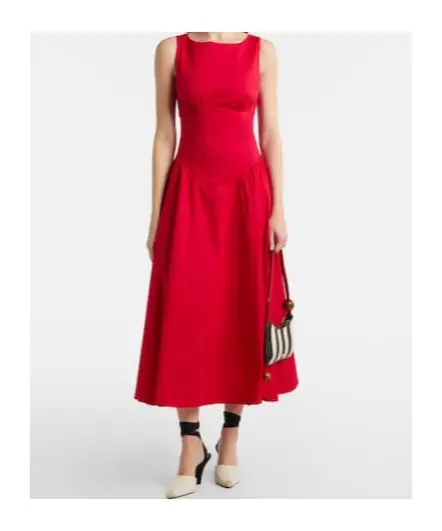 Staud Gwen Cotton Poplin Midi Dress