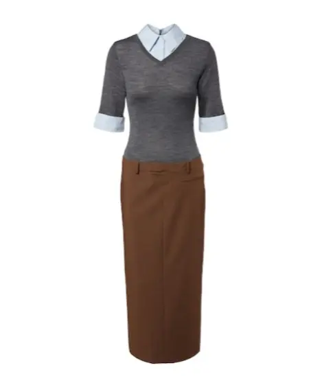 Staud Layered Wool-blend Midi Dress